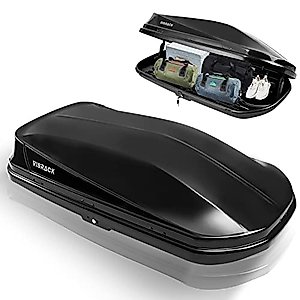 Cargo Box Waterproof Rooftop Cargo Carrier with Car Trunk Organizer Heavy Duty Roof Storage Box Hard Shell Rooftop Cargo Carrier Box Lockable Roof Luggage Storage Case 14 Cubic Feet (Black)