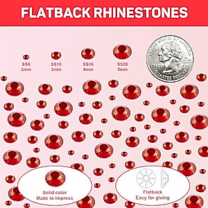 11000Pcs Red Rhinestones with b7000 Glue for Crafts Clothes Nails Clothing Fabric Tumblers, Red Flat Back Rhinestones Gems 2-5mm, Rinestones Gemstones Flatback for Shoes,Diamonds Badazzle Kit for Kids