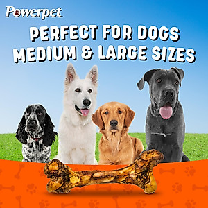 Powerpet Jr. Mammoth Bone - Halloween Dog Treats, Natural Beef Dog Chew Bones, Digestible Dog Bones w/High Calcium, for Dental Health, Large Breeds & Aggressive Chewers - Odorless, Smoked Flavor 1pc