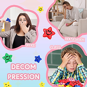 100 Pcs Star Smile Face Stress Balls Star Mini Foam Smile Ball Star Stress Ball Mini Foam Balls Stress Relief Star Toys Funny Smile Face Toys for School Carnival Reward, Party Bag Fillers, 5 Colors