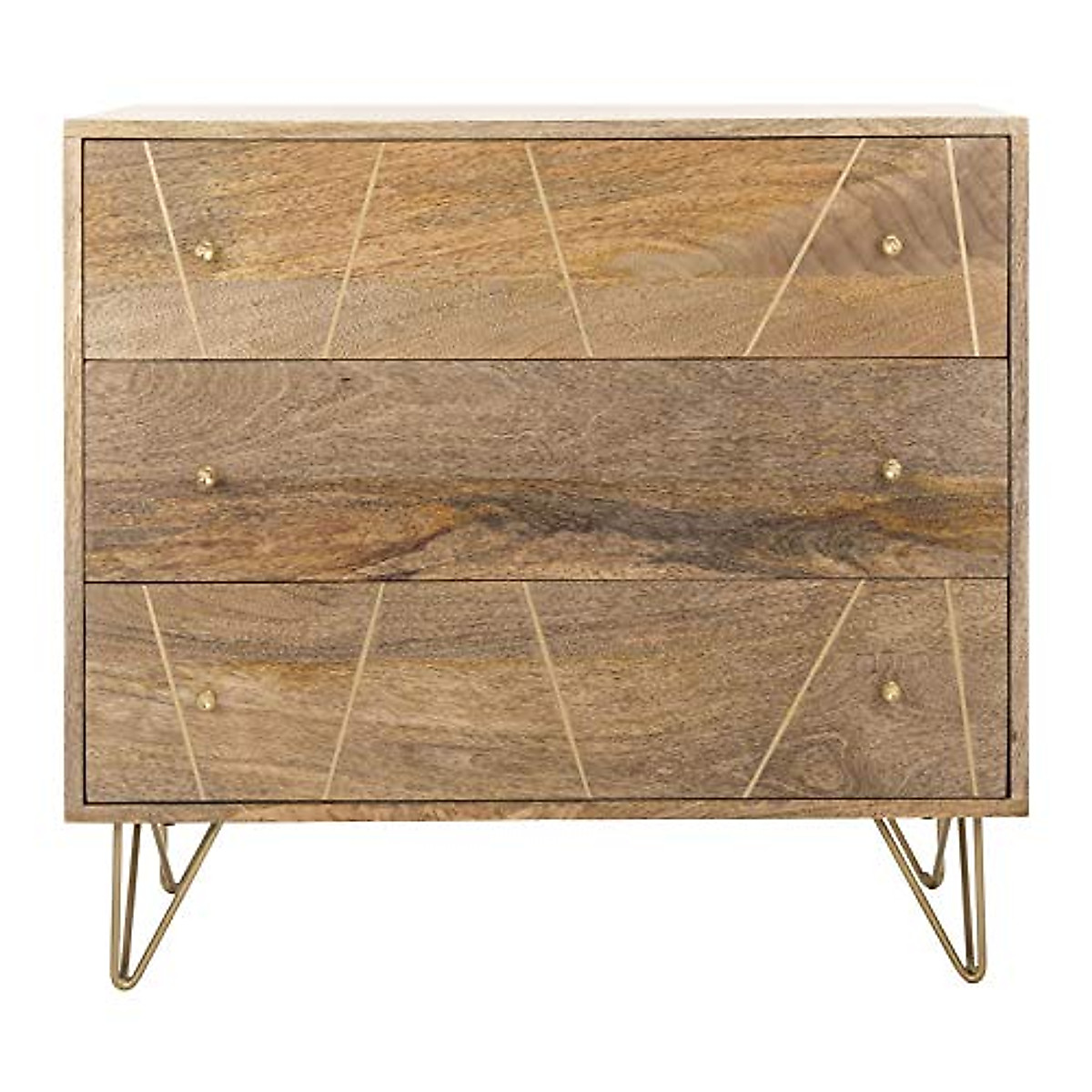 Safavieh Home Marigold Modern Natural and Brass 3-drawer Chest