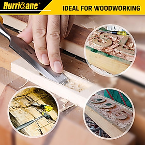 Hurricane 4 Piece Wood Chisel Set for Woodworking, CR-V Steel Beveled Edge Blade, Durable PVC High Impact Handle Wood Chisel