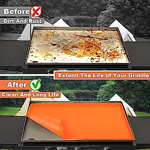 Griddle Mat Silicone for Blackstone 28 Inch Griddle, Food Grade Silicone Griddle Buddy Mat Cover, Heavy Duty Reusable Griddle Top Protector for All Season Outdoor, Extend Service Life - Orange