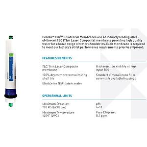Pentair Pentek TLC-50 Reverse Osmosis Membrane, TLC Thin Layer Composite Residential Membrane Replacement, 50 GPD Flow Rate