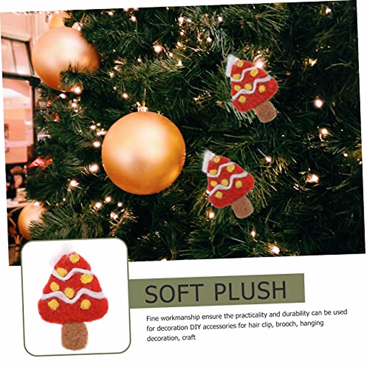 VOSAREA 2pcs Christmas Tree Poke Fun Mini Clips for Hair Plant Decor Mini Accessories Nativity Decor Handmade Mini Xmas Tree Christmas Felt Ornament Kits Wool Felt Clothes Sewing Materials