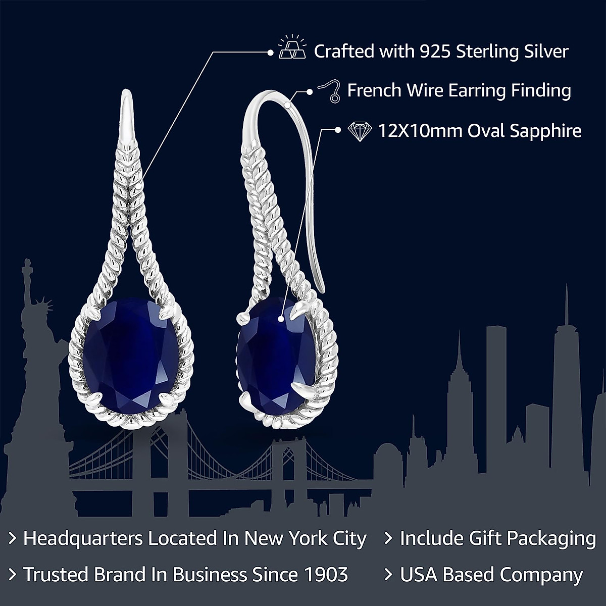 Gem Stone King Oval Gemstone Dangle Earrings For Women In 925 Sterling Silver | 12X10MM Oval Gemstone Birthstone French Wire Drop Dangle Earrings | 1.18 Inch