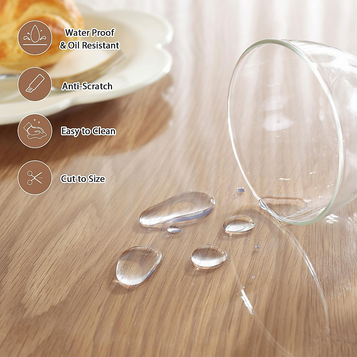 LovePads 2mm Thick Clear Round Table Cover Protector 42 Inch Clear Round Table Protector for Dining Room Table, Round Plastic Table Cover, Plastic Cover for Round Table, PVC Round Table Pads