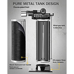 ravs Butane Torch Lighter with DUAL Flame Mode, Refillable Kitchen Torch Lighter Cooking Torch, Blow Torch with Safety Lock and Adjustable Flame, Soldering Torch for Welding, Resin Art, Industrial