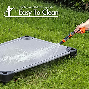 Outdoor Elevated Dog Bed Raised Dog Cots Beds for Large Dogs Indoor & Outdoor Pet Hammock Bed with Frame with Breathable Mesh (Medium, Grey)