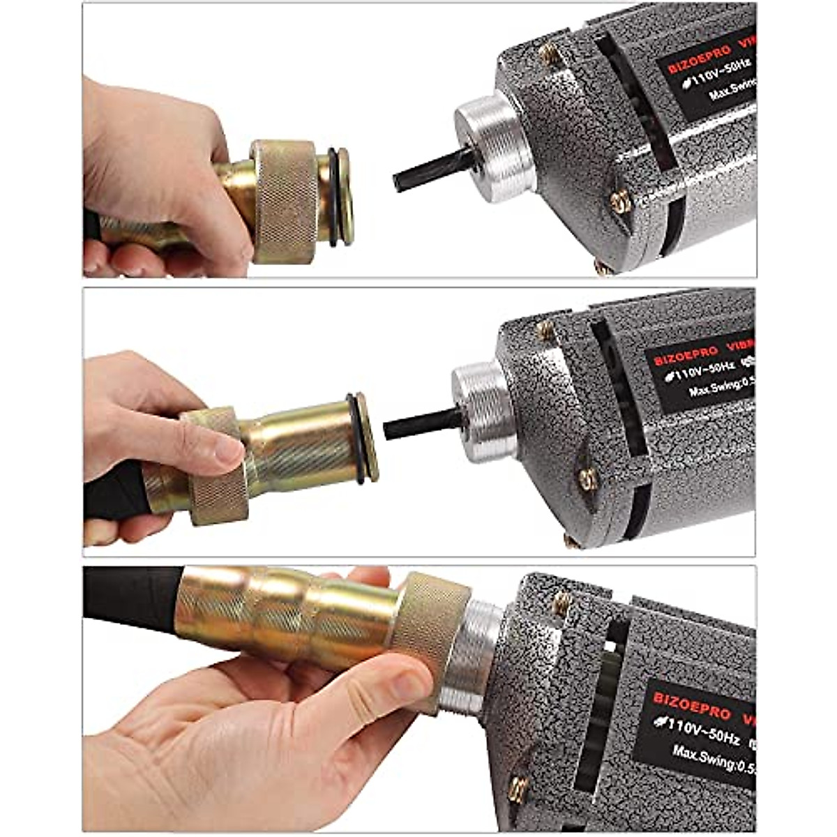 Bizoepro Alumium Power Concrete Vibrators 13000 VPM Electric Concrete Vibrator 850W 3/4 HP Handheld Construction Portable Pencil Concrete Vibrabrater