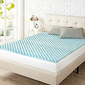 ZINUS 1.5 Inch Swirl Gel Cooling Memory Foam Mattress Topper, Cooling Airflow Design, CertiPUR-US Certified, Full, Light Blue