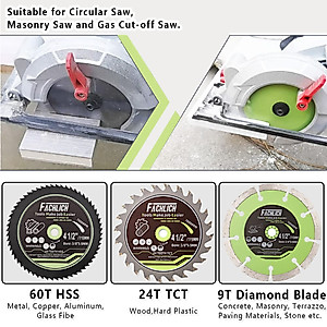 FACHLICH 4-1/2" Circular Saw Blades Set,6pcs HSS/TCT/Diamond Saw Blades for Cutting Wood Metal Plastic Tile 3/8 inch Arbor