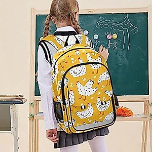 Glaphy Farm Animals Cute Hens Backpack School Bag Lightweight Laptop Backpack Student Travel Daypack with Reflective Stripes