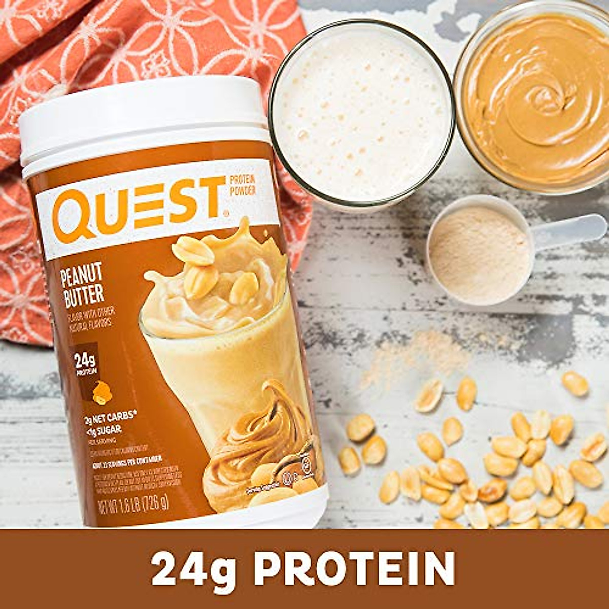 Quest Nutrition Peanut Butter Protein Powder, Low Carb, Gluten Free, Soy Free, 25.6 Ounce (Pack of 1)