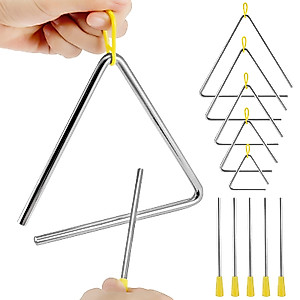 MUKLEI 10 Pack Music Instruments Triangles, Percussion Triangles With Strikers Musical Steel Triangle Se Music Triangle Instruments for Music Learning 4,5,6,7,8 inches