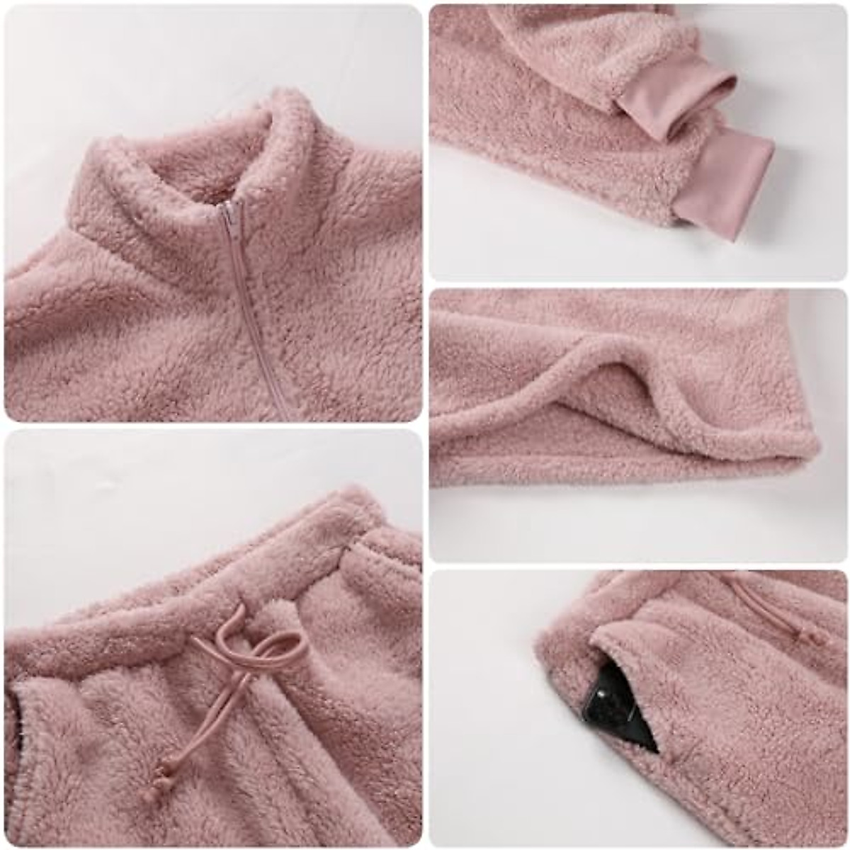 TAQCUX Womens Winter Pajamas Sets Soft Comfy Fleece Pullover Sherpa Pants Fuzzy 2 Piece Pjs Set Cute Warm Loungewear(Mauve-S)