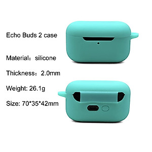 Claiol Silicone Case for Echo Buds 2nd, Shockproof Protective Echo Buds 2 Case Cover with Keychain. (Mintgreen)