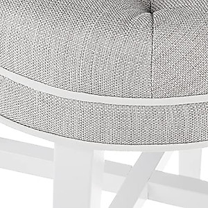 Hillsdale, Sophia Round Tufted Wood and Upholstered Backless Vanity Stool for Makeup Room or Bathroom, Gray