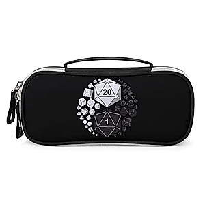 D20 Dice Yin Yang Printed Pencil Case Bag Stationery Pouch with Handle Portable Makeup Bag Desk Organizer