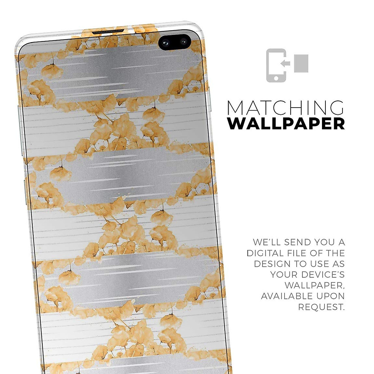 DesignSkinz Karamfila Yellow & Gray Floral V4 Protective Vinyl Decal Wrap Skin Cover Compatible with The Samsung Galaxy S20 (Screen Trim & Back Glass Skin)