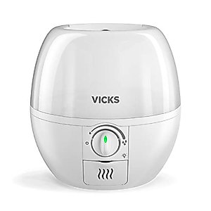 Vicks Filter-Free 3-in-1 SleepyTime Humidifier, Diffuser and Night-Light, Visible Ultrasonic Cool Mist Humidifier with Essential Oil Diffuser for Baby and Kids, White, Standard