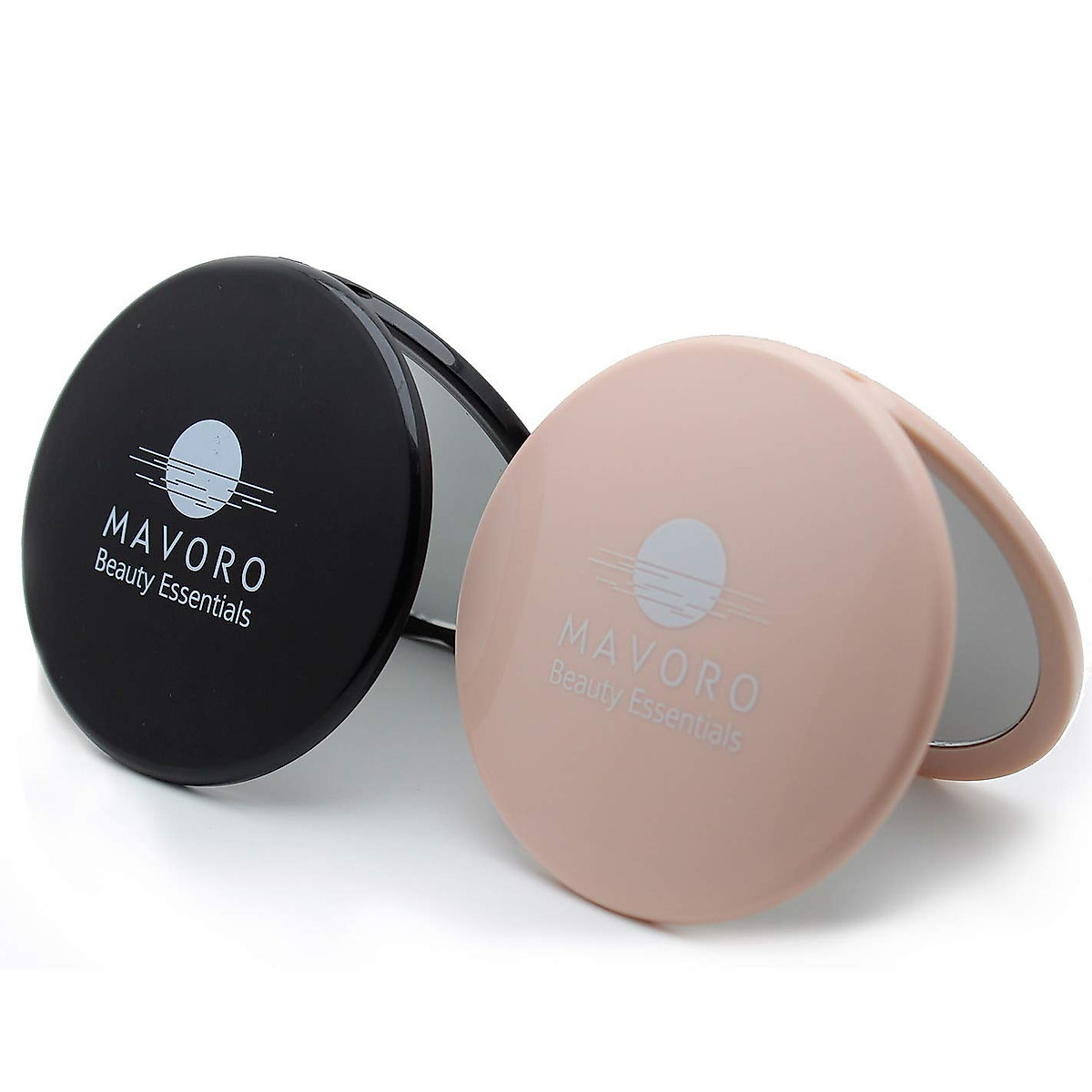 Magnifying Compact Mirror for Purses with 10X Magnification – Double Sided Travel Makeup Mirror, 4 Inch Small Pocket Mirror, or Purse Mirror. Bundle Black and Pink