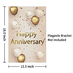 Maicaiffe Happy Anniversary Garden Flag - Wedding Anniversary / Company Anniversary Party Lawn Yard Flag, Outdoor Indoor Decor - Double Sided