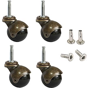 AAGUT 2" Ball Casters Stem Caster Wheels Set of 4 with 5/16" x 1-1/2" (8 x 38mm) with Metal Sockets Replacement Vintage Antique Swivel Wheel for Sofa, Chair, Cabinet