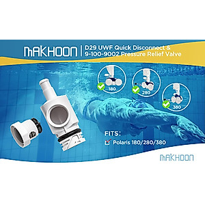 Makhoon D29 UWF Quick Disconnect and 9-100-9002 Pressure Relief Valve Replacement for Polaris 180 280 380 Pool Cleaners (1)