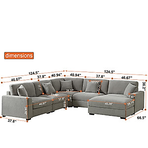 asunflower Deep Sectional Sofa Modular Large Couch for Living Room Apartment with Deep Seat 5 Seat L Shape Modern Chenille Couch with Chaise Oversized Sectionals