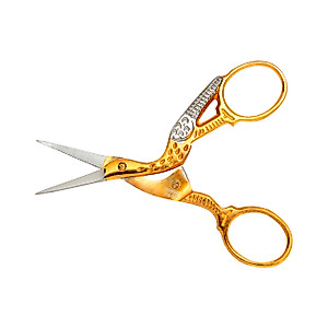 Classic Forged Stork Embroidery Scissors 3.5"-Gold