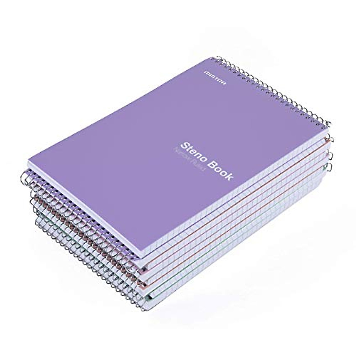 Mintra Office Steno Books - (Pastel 8PK - Lavender, Sage, Salmon, Spring Pink) - Narrow Ruled Paper, 6" x 9", 100 sheets for Writing Notes in School, University, College, Work, Office