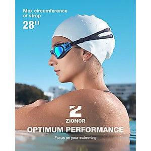 ZIONOR Swim Goggles, G1 MAX Polarized Anti-fog Swimming Goggles for Men Women Adult, UV Protection Leakproof Easy Adjustable Strap for Indoor Outdoor Swimming (Polarized + Gold)