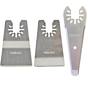 HEMUNC Oscillating Tool Scraper Blades 3Pack for Caulk Adhesive Sealant Removal for Dewalt Milwaukee Ryobi Bosch Craftsman Dremel Mulimaster Rockwell Multitool Scraper Blades