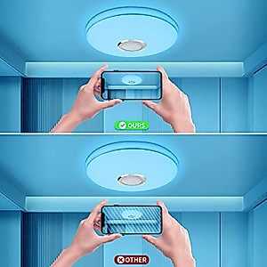 WZTO 36W LED Music Ceiling Light with Bluetooth Speaker, RGB LED Flush Mount Smartphone APP Control Remote Color Changing Ceiling Lamp, Waterproof Light Fixture for Kids Room Bedroom