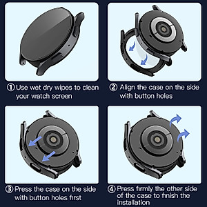 Misxi 2-Pack Hard PC Case with Screen Protector for Samsung Galaxy Watch 5 Galaxy Watch 4 40mm, Ultra-thin Scratch Resistant Cover with Tempered Glass, Black