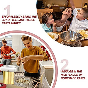 Pasta Maker Attachment for All Kitchenaid Mixers, Noodle Ravioli Maker Kitchen Aid Mixer Accessories 3 In 1 Including Dough Roller Spaghetti Cutter Fettuccine Cutter - Homemade Fresh Pasta Easily!