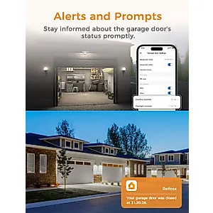 Smart Wi-Fi Garage Door Opener, Compatible with Apple HomeKit, Siri, Alexa & Google Assistant, Carplay, App Remote Control, Only Support 2.4GHz Networks