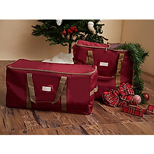 Covermates Keepsakes Treasurekeeper Storage Bag - Carrying Handles, ID Window - Holiday Storage-Red Snowflake