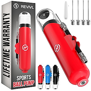 Ball Pump for Sports Balls - 5 Needles - Basketball Pump, Soccer Ball Pump - Air Pump for Balls, Volleyball, Football Accessories Equipment - Hand Pump for Inflatables - Never Lose Pin with Holder