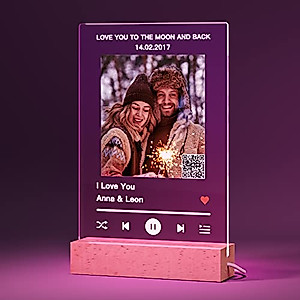 witfox Colorful Custom Spotify QR Code Plaque - Spotify Glass Art Personalized Acrylic Plaque with Video Any Song Music Link QR Code Customized Gifts for Couples