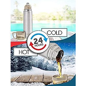 Milton Thermosteel Glassy Flask 1000, Double Walled Vacuum Insulated 1000 ml | 34 oz | 1 qt. | 24 Hours Hot and Cold Bottle with Cover, 18/8 Stainless Steel, BPA Free, Food Grade, Leak-Proof | Gray