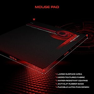 HyperGear 4-in-1 Gaming Kit RGB Backlit Gaming Keyboard, 4 Level DPI Switch Mouse, Stereo Gaming Headphones with Mic, Mousepad for PC in Game & Online Chat