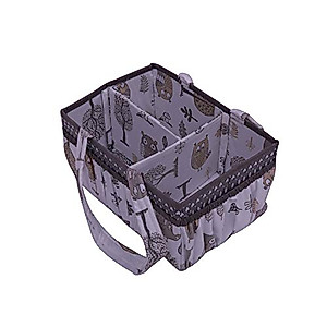 Bacati Unisex Cotton, Nursery Storage Caddy, Grey/Beige