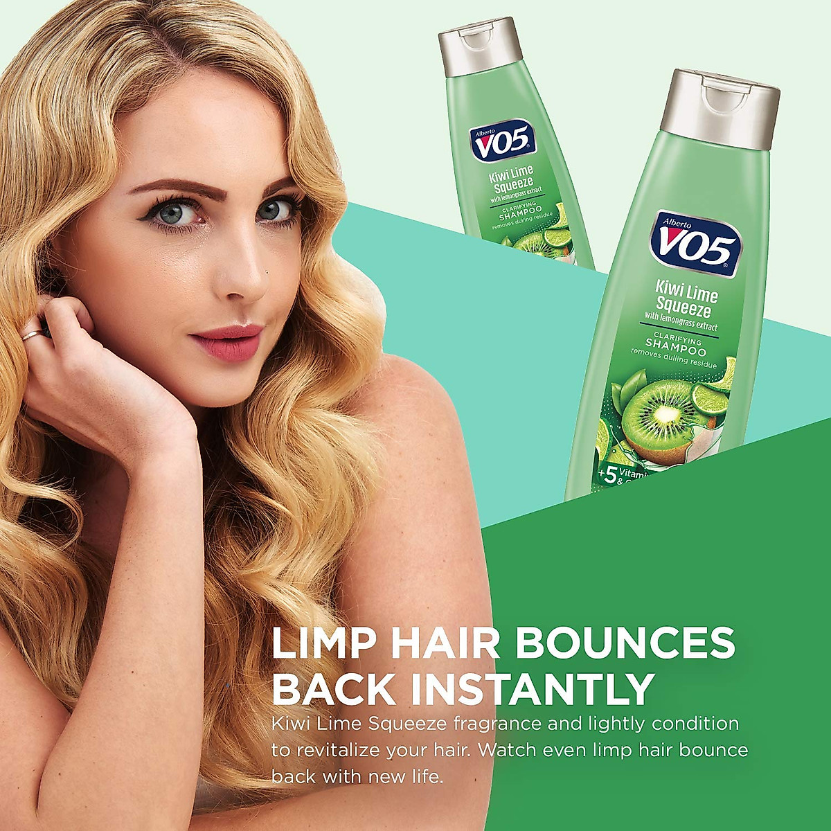VO5 Herbal Escapes Clarifying Shampoo - 12.5 Fl Oz - Kiwi Lime Squeeze - Help Nourish, Moisturize and Hydrate Hair Leaving It Looking and Feeling Thicker, Fuller and Simply Beautiful