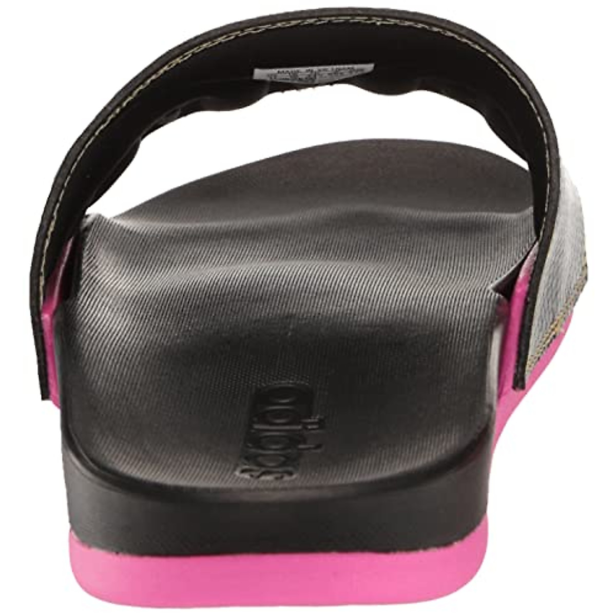 adidas Women's Adilette Comfort Slides Sandal, Black/Lucid Fuchsia/Gold Metallic, 7
