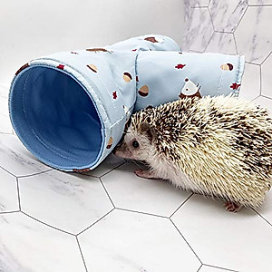 Handmade Small Animal 3-Way Hideout Tunnel Collapsible Pet Play Toy Tunnel Tube for Dwarf Rabbit Hamster Guinea Pig Chinchilla Sugar Glider Hedgehog (Blue)