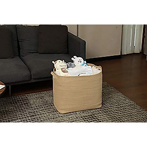 22"x14"x18" Mega Size Rectangular Extra Large Storage Basket, Cotton Rope Storage Baskets, All Beige