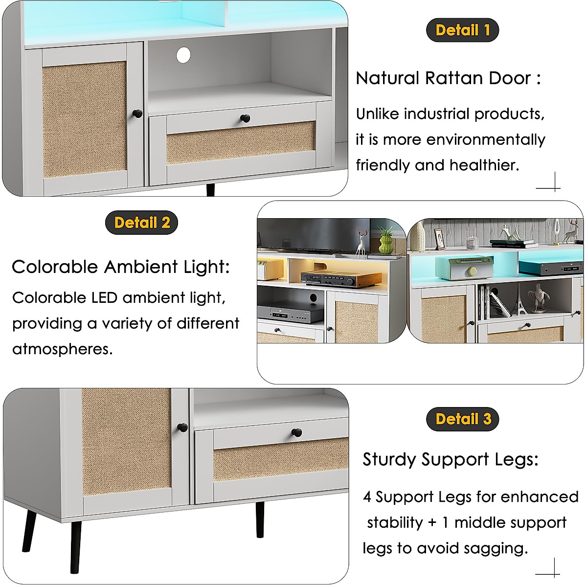PAKASEPT TV Stand for TVs Up to 65 Inches, Entertainment Center Wood TV Stand with Sliding Doors & Shelves, TV Console Table Media Cabinet with Storage for Living Room Bedroom