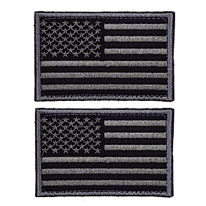 2 Pieces Tactical USA Flag Patch -Black & Gray- American Flag US United States of America Military Uniform Emblem Patches (2 Packs)